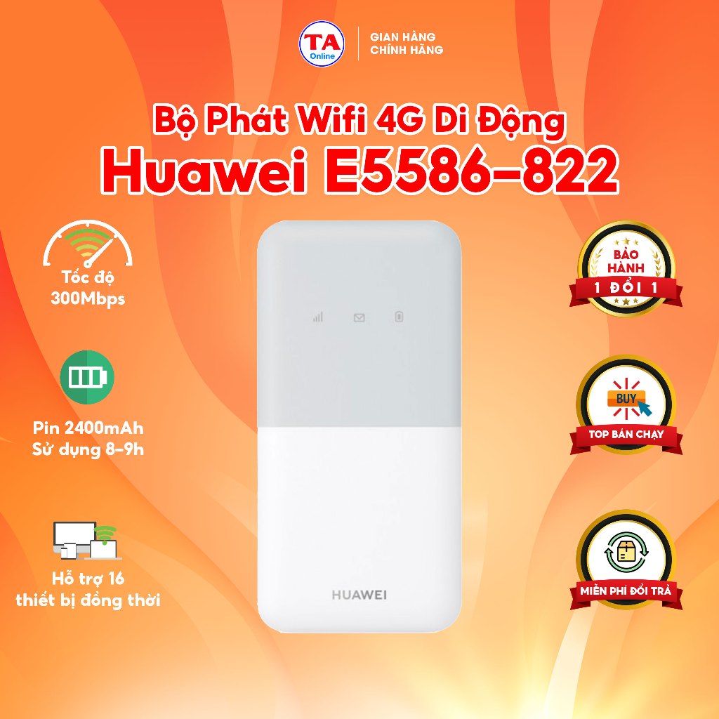 Bộ Phát Wifi 4G Di Động Huawei E5586-822 Tốc độ 300Mbps Pin 8-9h ...