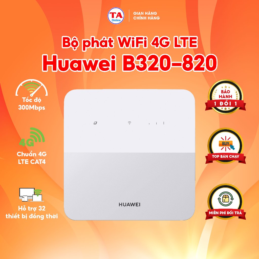 Bộ phát WiFi 4G LTE Huawei B320-820 - Tốc độ 195Mbps - Hỗ Trợ 32 User - Có Cổng LAN | Shopee ...