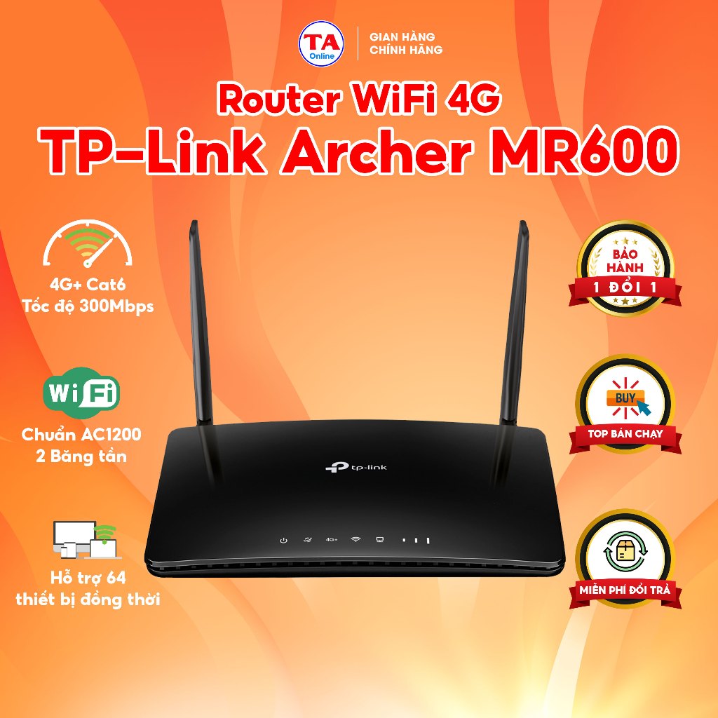 Bộ phát WiFi 4G TPLink Archer MR600 Tốc độ 4G 300Mbps WiFi băng tần kép AC 1200Mbps | Shopee ...