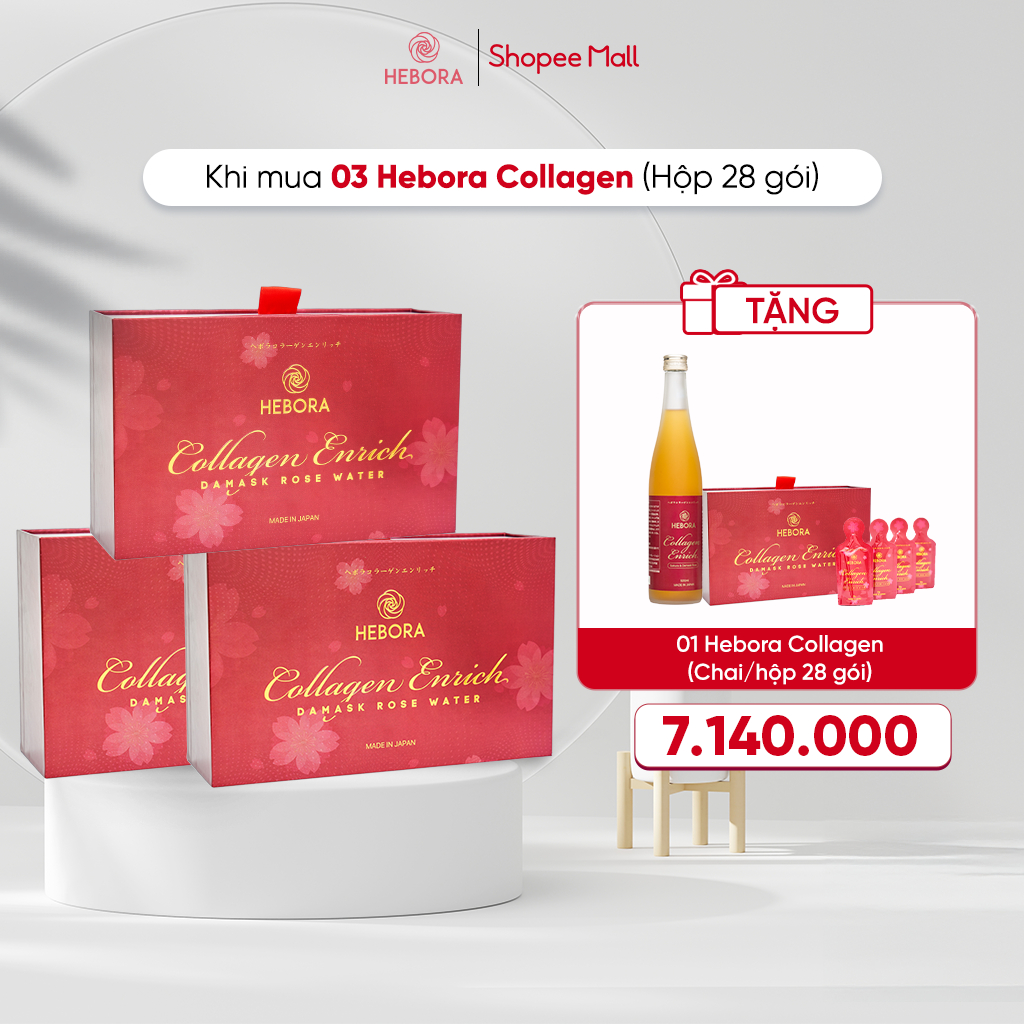 Combo 3 Nước uống bổ sung Collagen Hebora Collagen Enrich Damask Rose ...