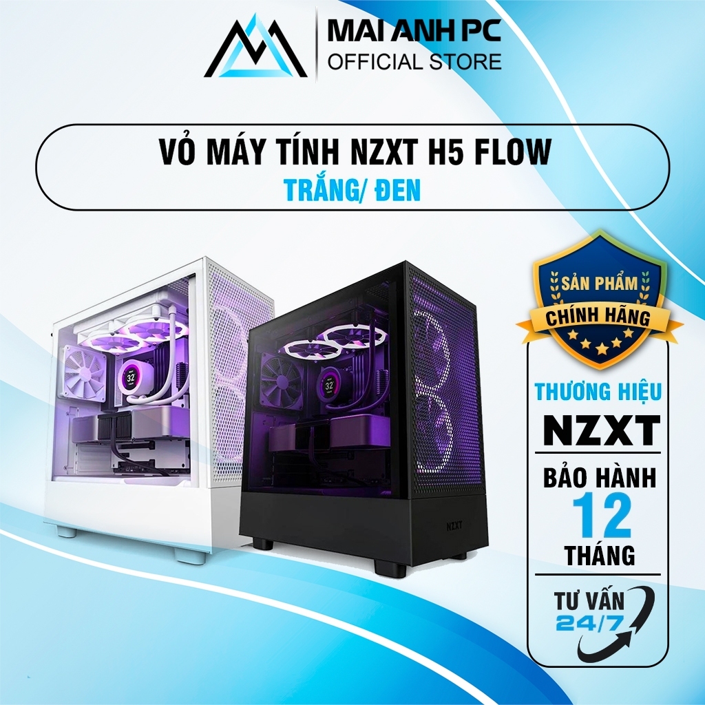 Vỏ máy tính Case NZXT H5 Flow Black/White | Shopee Việt Nam