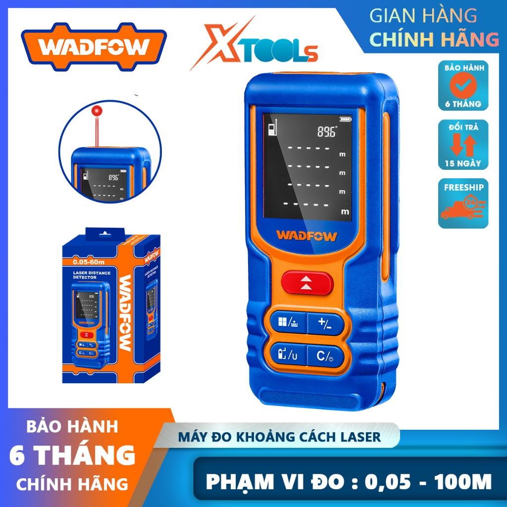 Máy đo khoảng cách laser 0,05-100m WADFOW WDL1516 thước đo khoảng cách tia laser 10 chức năng đo ...