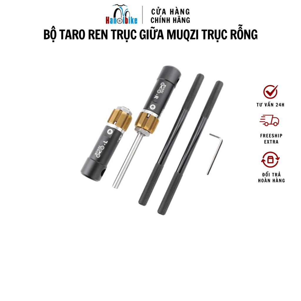 Bộ taro ren trục giữa chuyên dụng Muqzi trục rỗng màu Đen dành cho xe ...