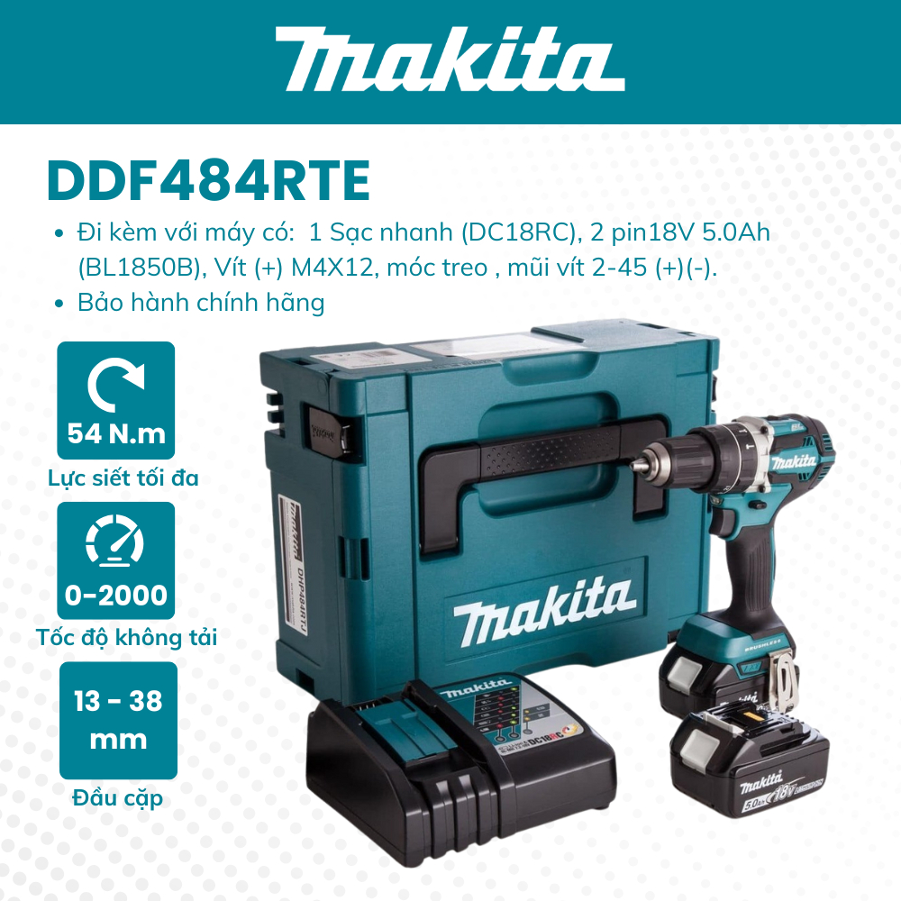 Máy Khoan Bắt Vít Makita DDF484RTE (18V-3.0AH) - Hàng Chính Hãng ...