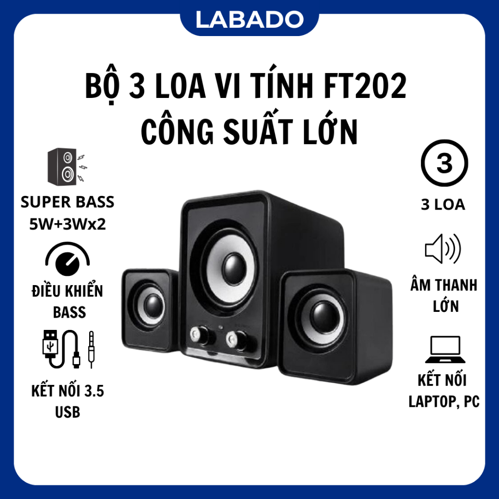 Loa máy tính để bàn, loa vi tính mini bass mạnh, bộ 3 loa máy tính cây ...
