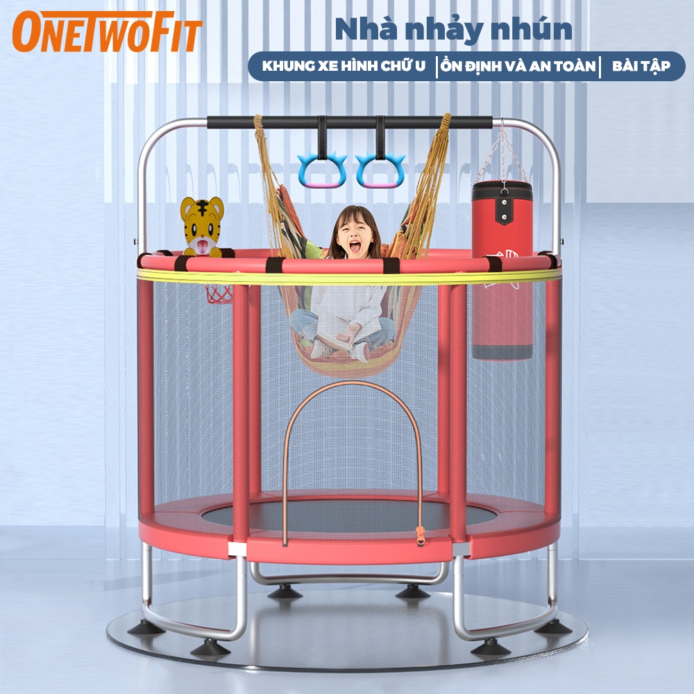 OneTwoFit Nhà nhún nhảy, nhà bóng cho bé 140cm Trampoline CAO CẤP Quà tặng đa dạng Bộ hoàn chỉnh ...