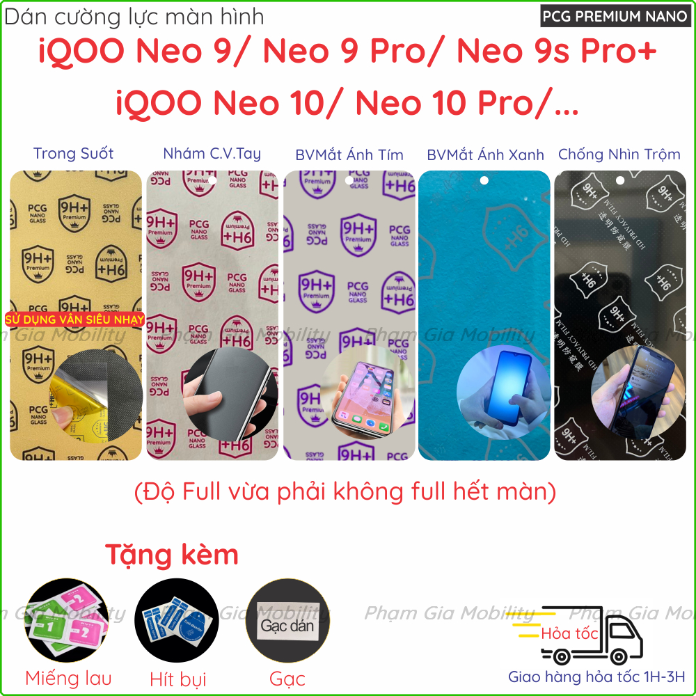 Dán cường lực Vivo IQOO Neo 10, Neo10 Pro +/ Neo 9 (Neo9)/ Neo 9 Pro/ 9s Pro/ Neo 9S Pro+ (plus ...