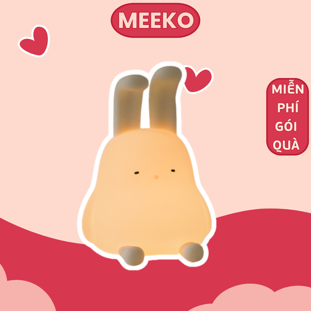 Đèn ngủ thỏ gập tai Giko Bunny, đèn ngủ thỏ silicon mềm mại cảm ứng ...