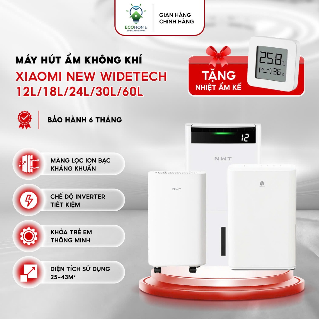 Máy Hút Ẩm Không Khí Thông Minh New Widetech 12L/18L/24L/30L/60L Giám Sát Độ Ẩm - BH 6 THÁNG ...