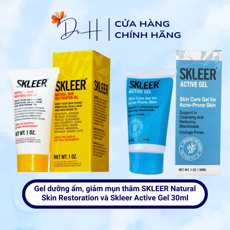 Gel dưỡng ẩm, giảm mụn thâm SKLEER Natural Skin Restoration và Skleer ...