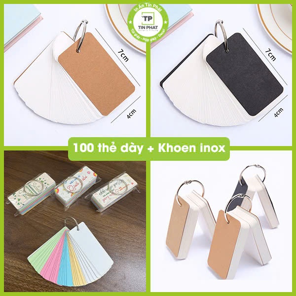 Flashcard - thẻ học từ vựng 50-100 tờ có khoen - giấy Ivory 250sm (dày ...