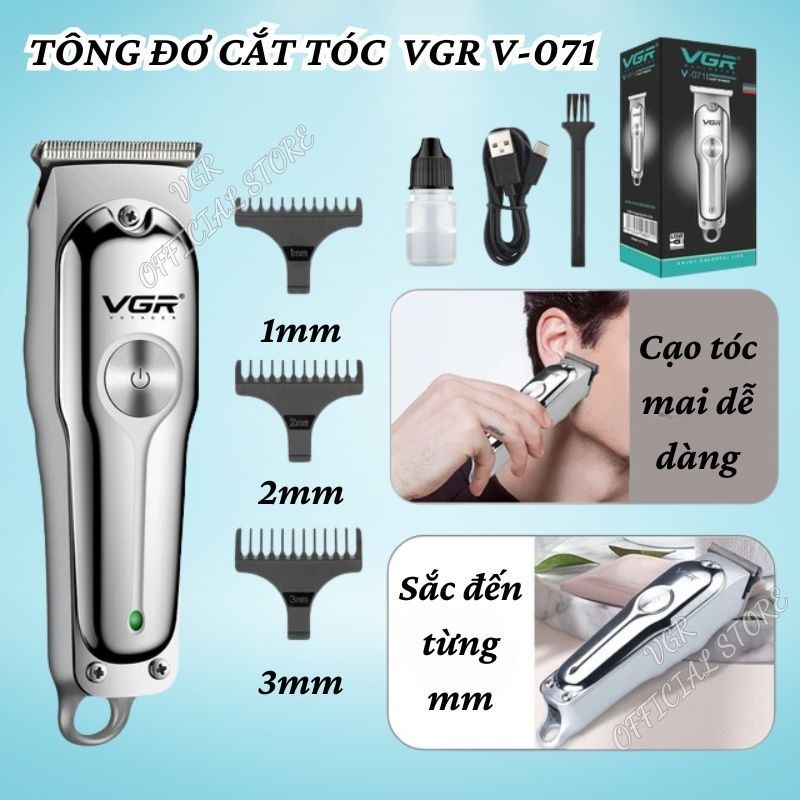 Tăng đơ chấn viền nam chuyên nghiệp cao cấp VGR-071 lưỡi cực bén, Tông đơ cắt tóc pin khỏe cho ...