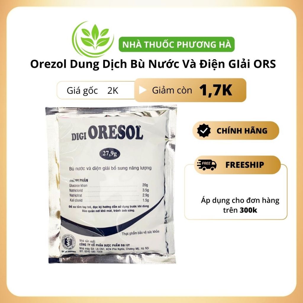 Combo 20 gói orezol đại uy gói pha 1000ml nước. Dung dịch bù nước và ...