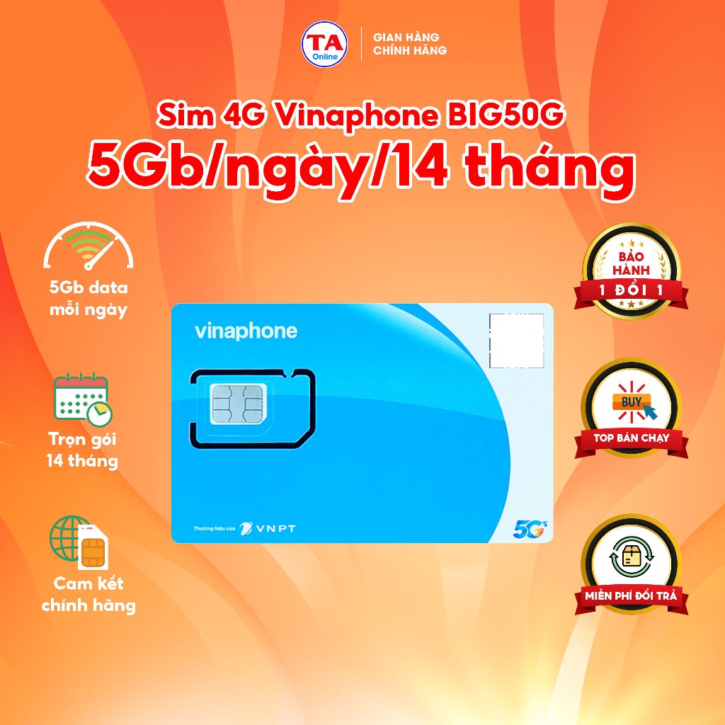Sim 4G Vinaphone Trọn Gói 14 Tháng BIG5G - Có 5Gb Tốc Độ Cao Mỗi Ngày - Không Phải Nạp Hàng ...