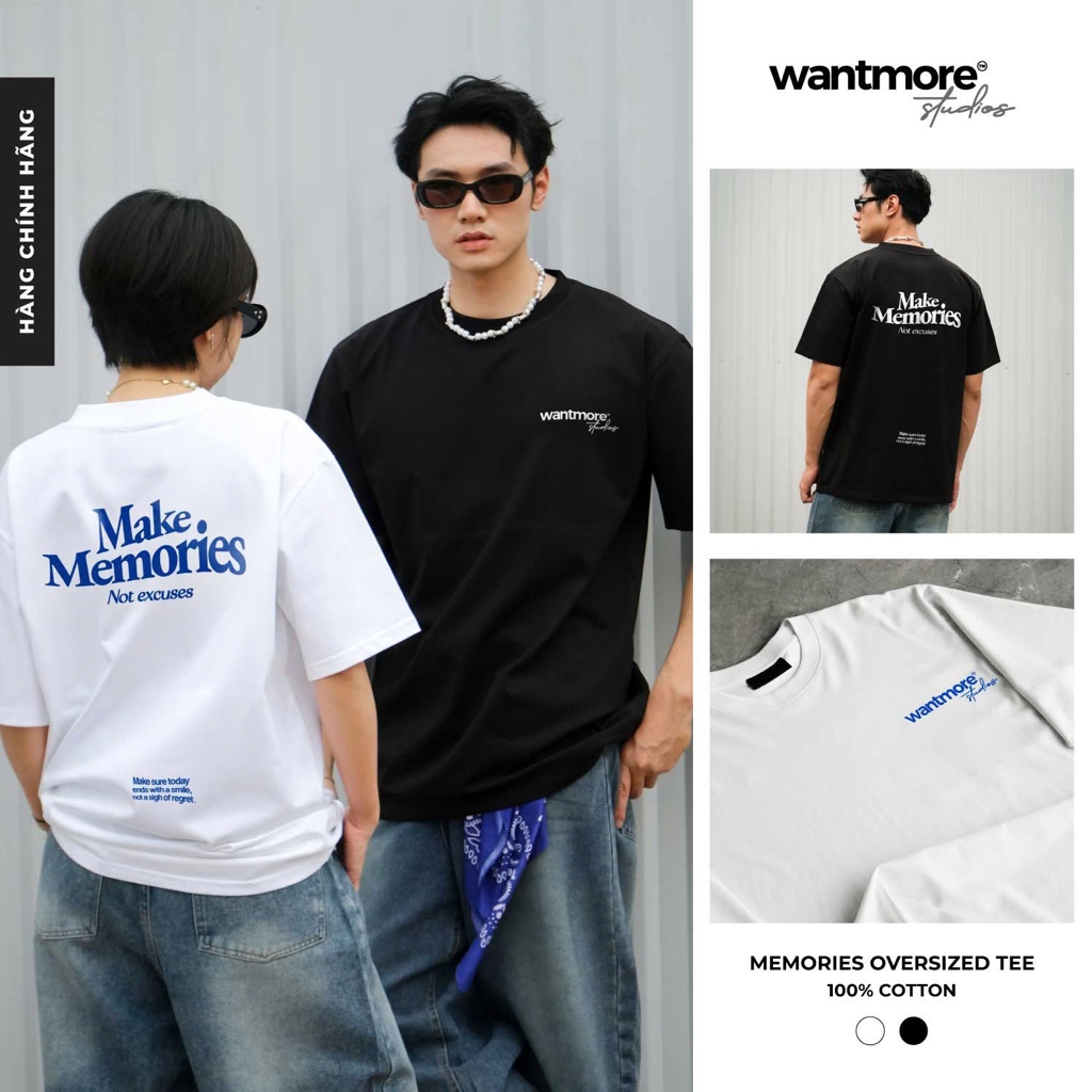 Áo Thun Nam Nữ Form Rộng Unisex 100% Cotton WANTMORE.STUDIOS - "MEMORIES" TEE | Shopee Việt Nam