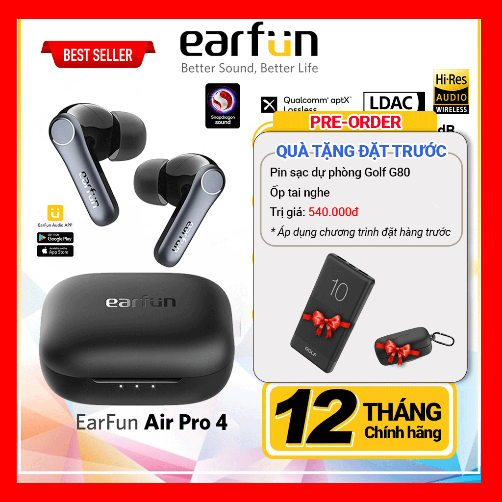 [PRE-ORDER] Tai nghe True Wireless Earfun Air Pro 4 bluetooth 5.4 chống ...