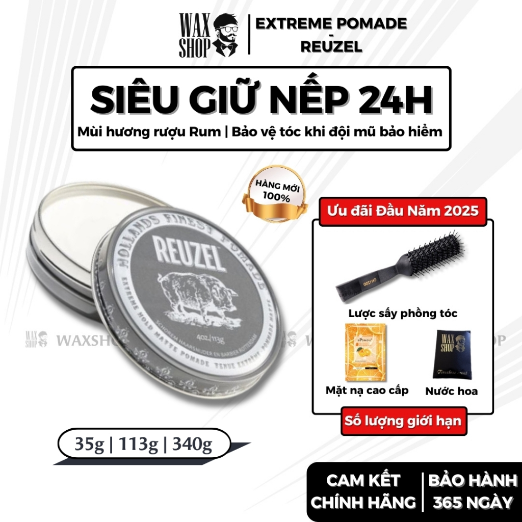 Sáp vuốt tóc nam Reuzel Extreme Hold Matte Pomade chính hãng gel, wax ...
