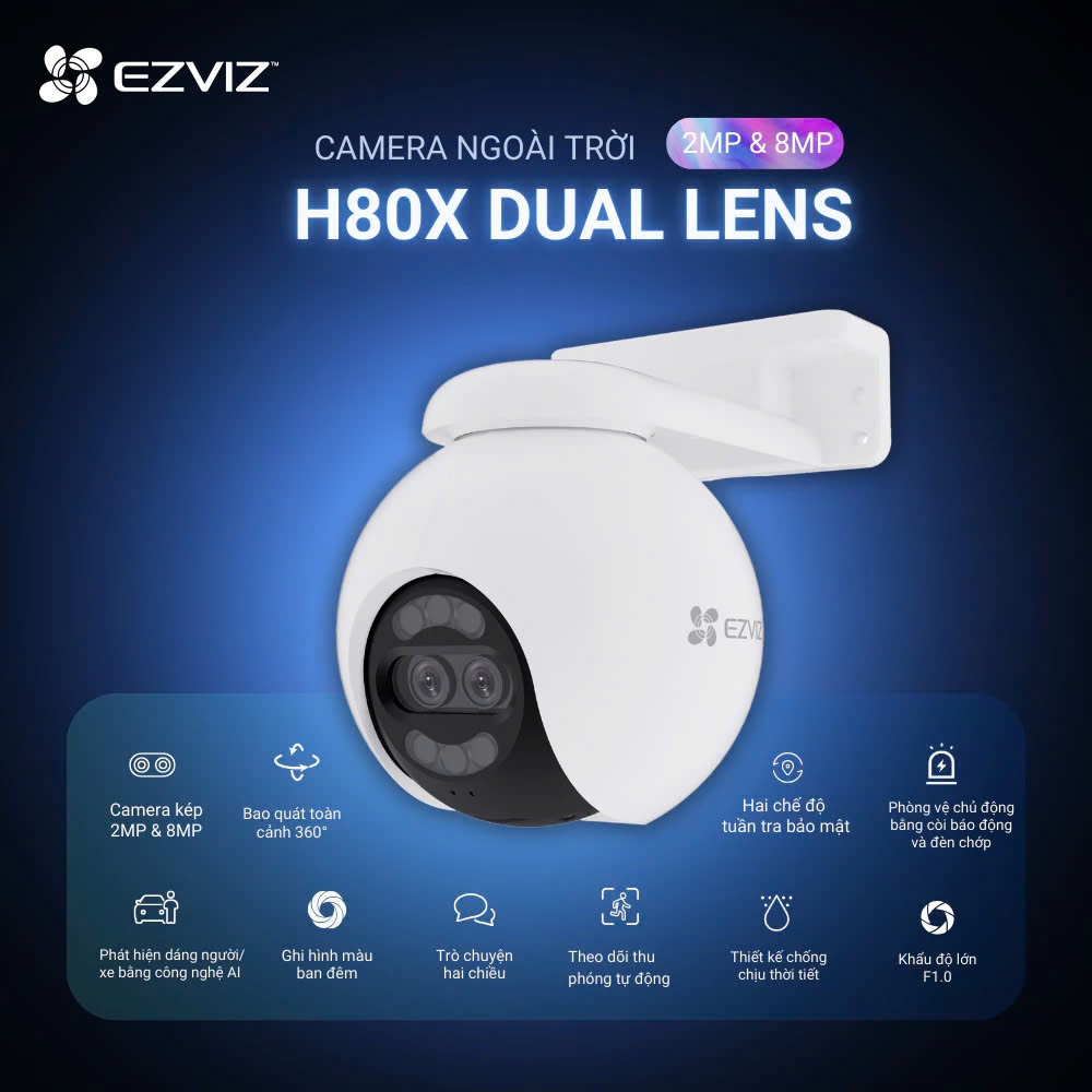 Camera Wifi EZVIZ H80X Dual 4K 8MP, Khẩu Độ Lớn F1.0, H8X 2K+ 4MP, Full ...