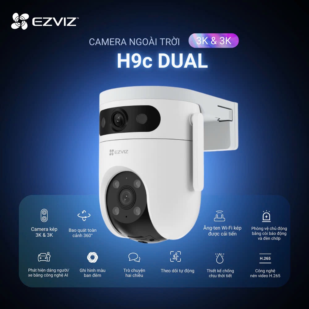 Camera Wifi 2 Mắt EZVIZ H9C 3K 5MP, H9C 2K 3MP, H90 2K+ 4MP, Ngoài Trời ...