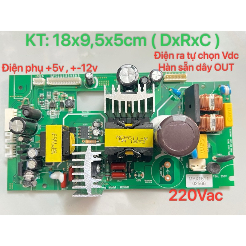 Nguồn 220V. Điện ra chính 28v , 29V , 30V , 32v , 34v , 36v , 40v , 42v , 44v ( điện phụ 5v 3a ...