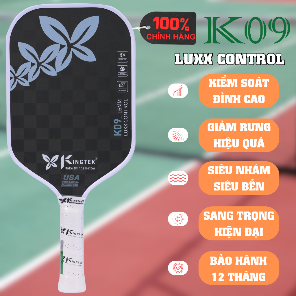 Vợt Pickleball Kingtek K09 Luxx Control 16mm Màu Trắng (K0916-White) – Chính Hãng | Shopee Việt Nam