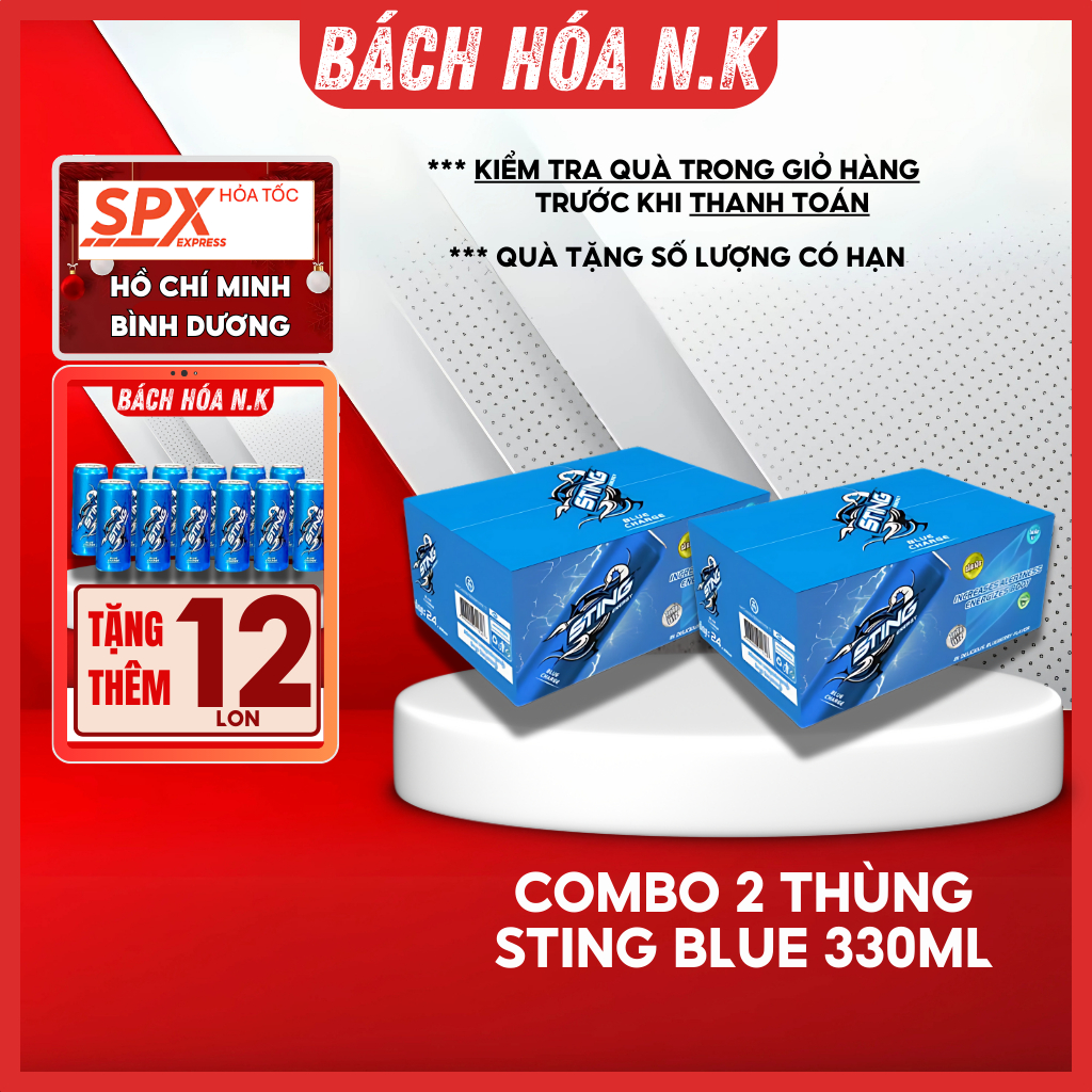 Combo 2 Nước Tăng lực Sting xanh - Sting xanh dương - Sting Blue Thùng ...