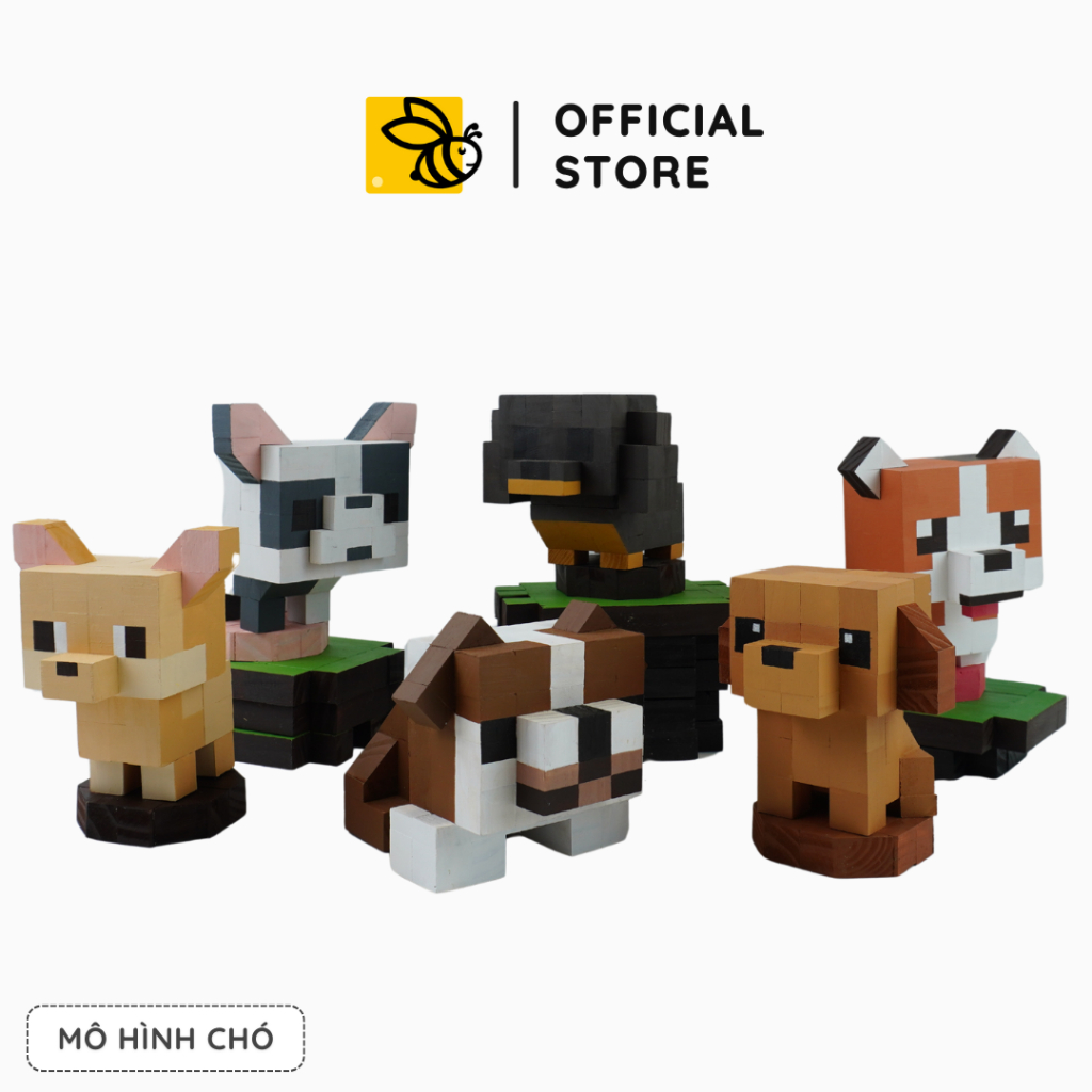 [MỚI] Mô Hình Gỗ Chó Corgi, Shiba, Golden, Pug, Bulldog, Poodle ...