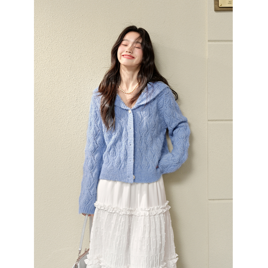 C0049 Áo len cardigan cổ bẻ xanh navy hàng xuất của KUOSE - Natsushi ...