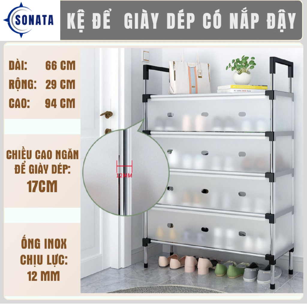 Kệ giày inox 5 tầng có vách ngăn chắn bụi, giá inox để giày | Shopee ...