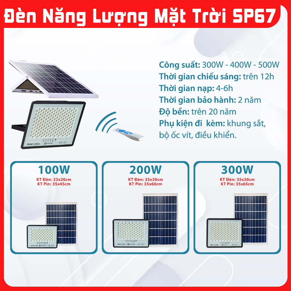 Đèn Pha Năng Lượng Mặt Trời IP67 SP-200w/SP-300w (ánh sáng Trắng) | Shopee Việt Nam