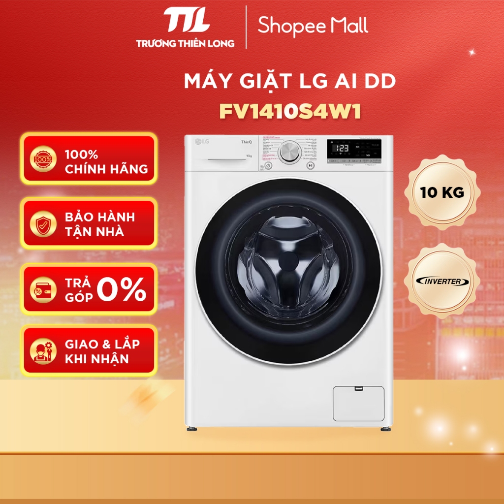 FV1410S4W1 - Máy Giặt Lồng Ngang LG Inverter 10 Kg FV1410S4W1 [GIAO TOÀN QUỐC] | Shopee Việt Nam