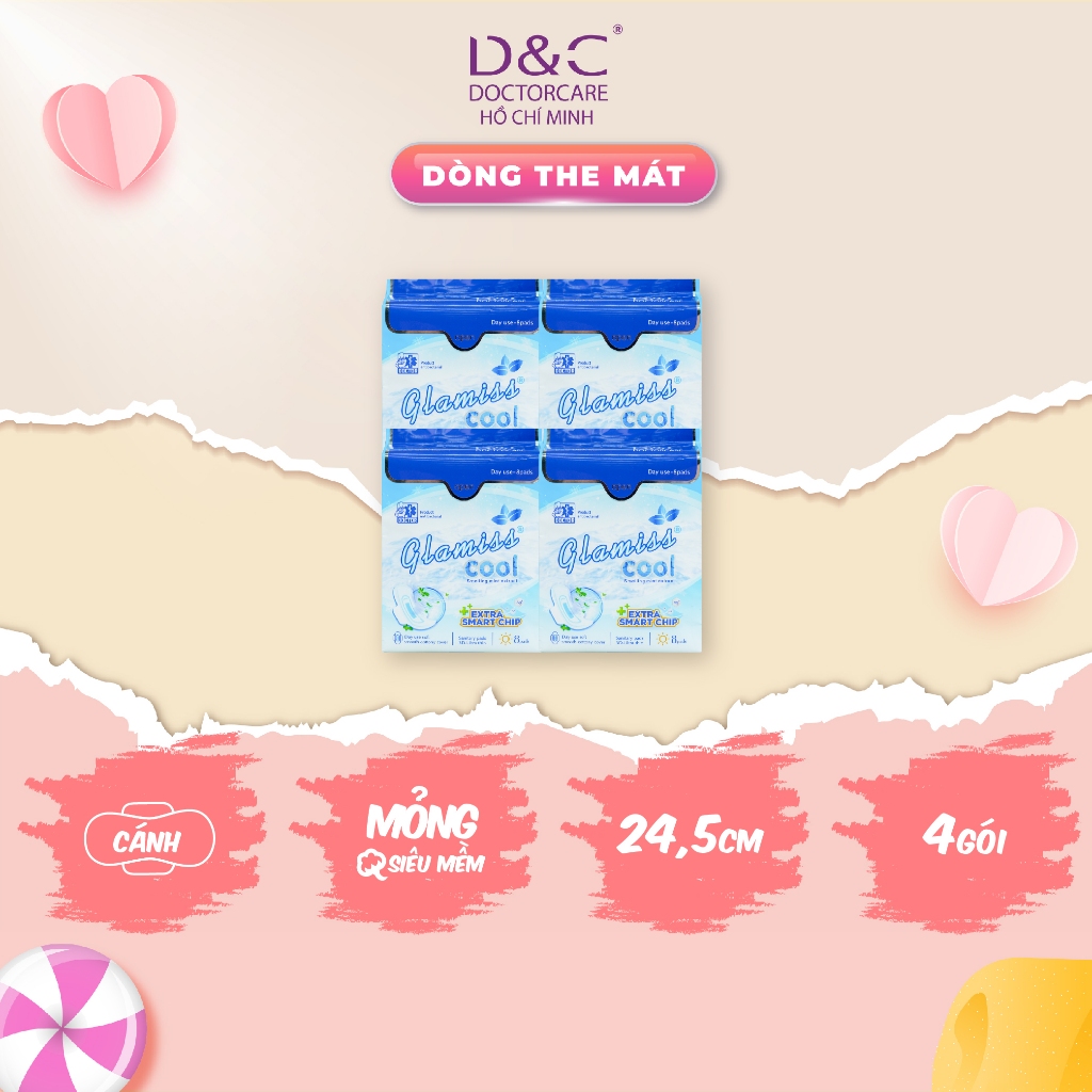 Combo 4 gói băng vệ sinh thảo dược siêu thấm hút Glamiss Cool Extra ban ...