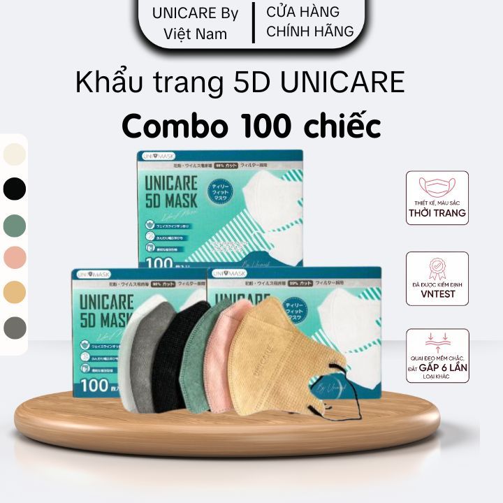 UNICARE 100 Chiếc Khẩu Trang 5D Unimask Chính Hãng Ngăn Ngừa Khói Bụi ...