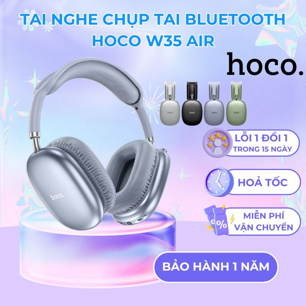 Tai nghe chụp tai bluetooth W35 Hoco Air, Bluetooth 5.3, Headphone có ...