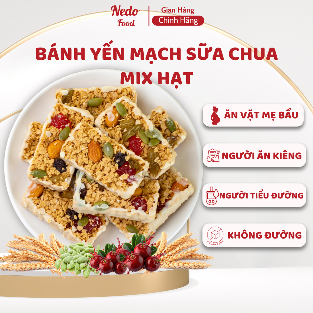 Bánh sữa chua yến mạch mix hạt dinh dưỡng Nedo Food không đường ăn ...