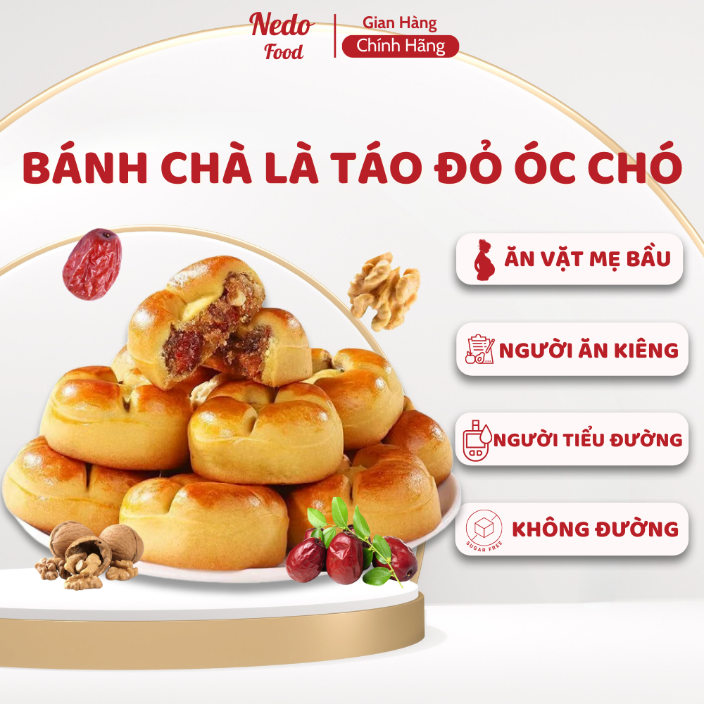 Bánh nướng chà là óc chó táo đỏ Nedo Food bánh ăn kiếng giảm cân không ...