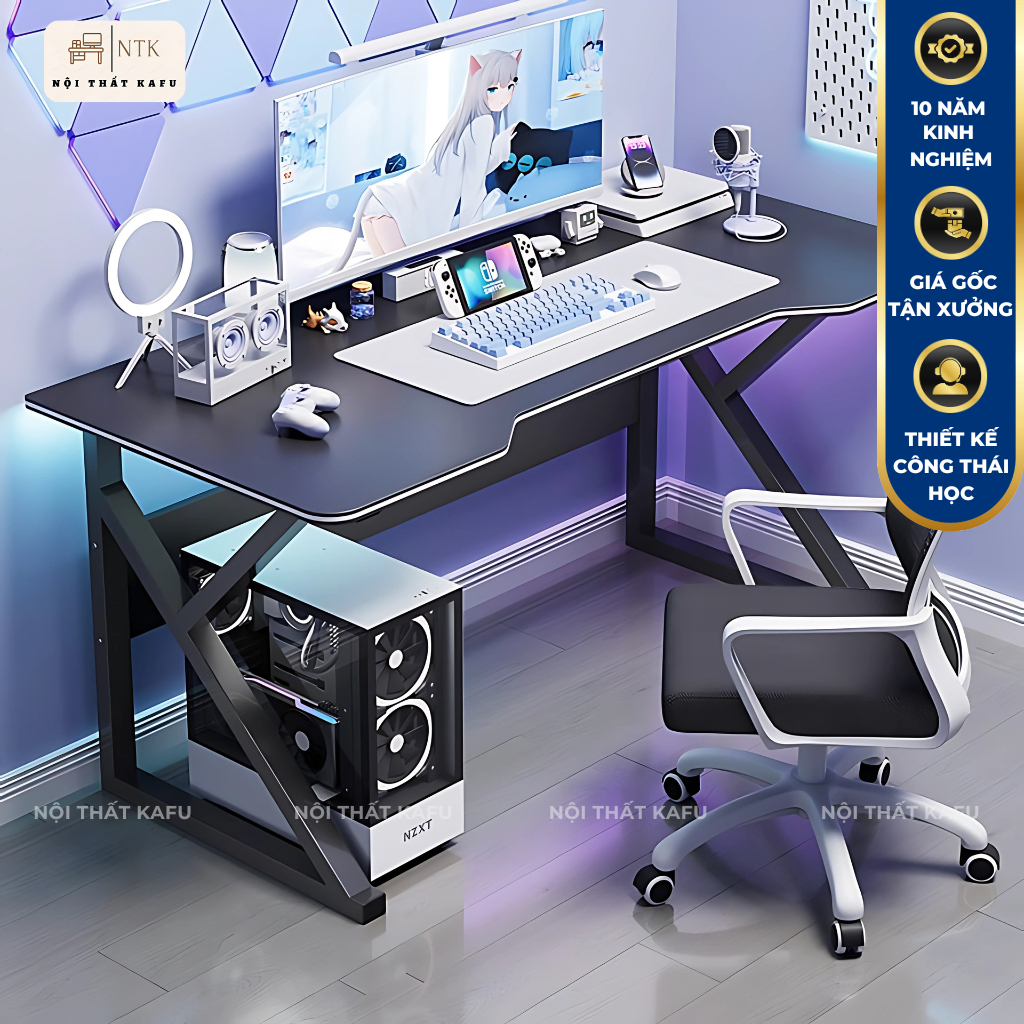 Bàn Gaming, Bàn Học, Bàn Làm Việc Chân Chữ K 1m4 NỘI THẤT KAFU Mặt Gỗ ...