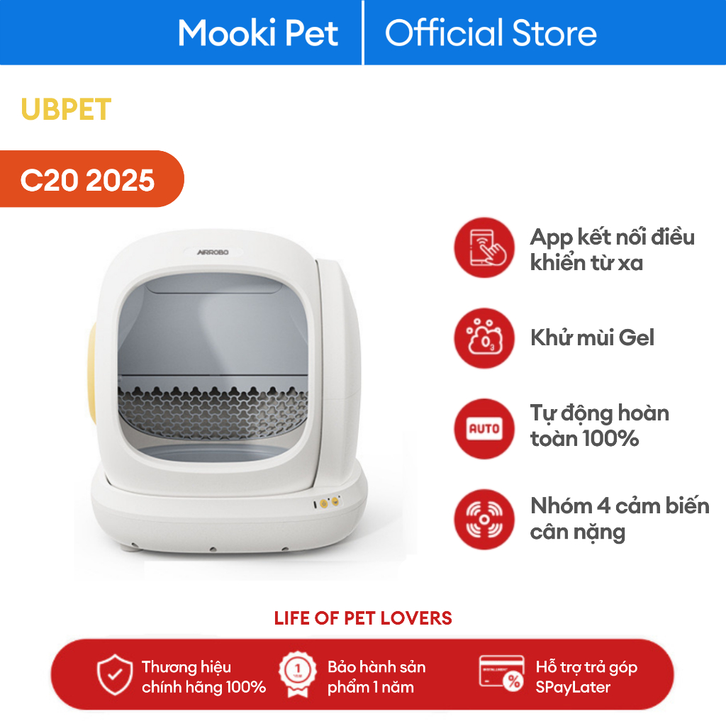 Máy dọn phân mèo tự động UBPET C20 hỗ trợ theo dõi từng mèo thông minh Mooki Pet | Shopee Việt Nam