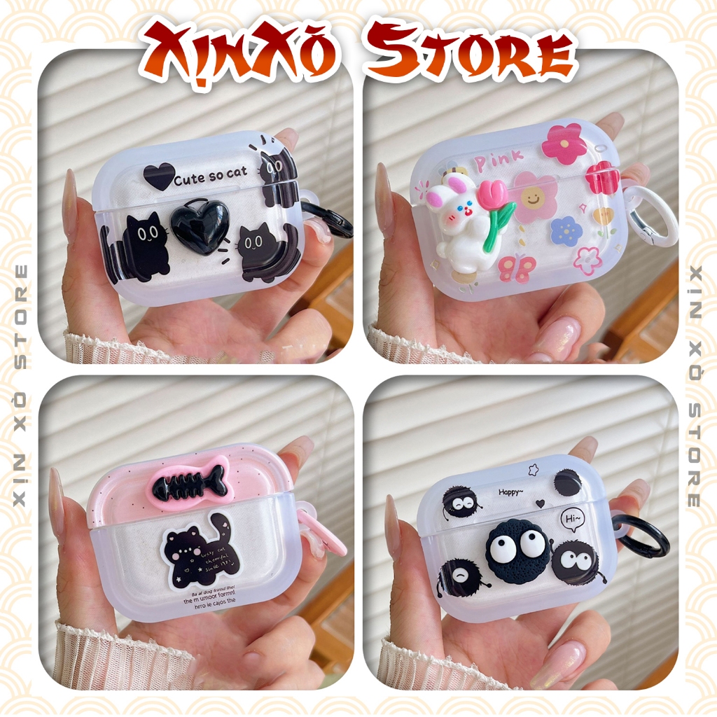 Vỏ ốp Airpod 2 3 4 Pro Pro 2 gắn Stick dễ thương, Case Airpods chất ...