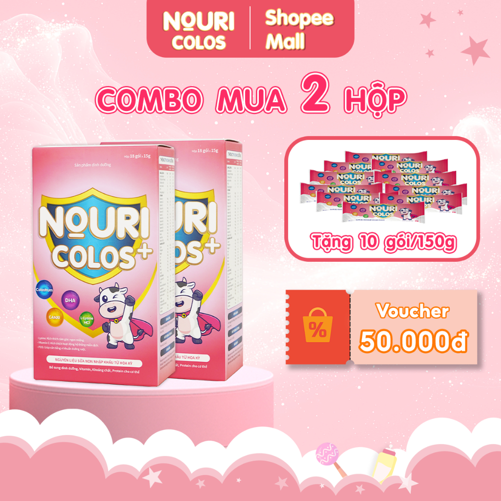 [MUA 2 HỘP + 10 GÓI] Sữa Non Tăng Cân Nouri Colos Dành Cho Trẻ Biếng Ăn Chậm Lớn 46 gói x 15g ...