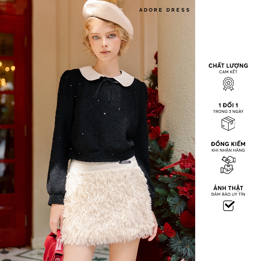 412SK0060 - Chân váy mini A mặt sợi lông vanilla cream ADORE DRESS ...