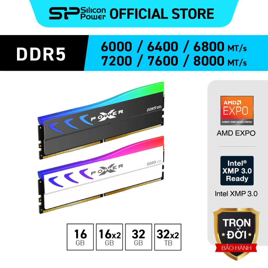 Ram Máy Tính Silicon Power DDR5 RGB Gaming XPOWER Storm UDIMM 16GB/32GB ...