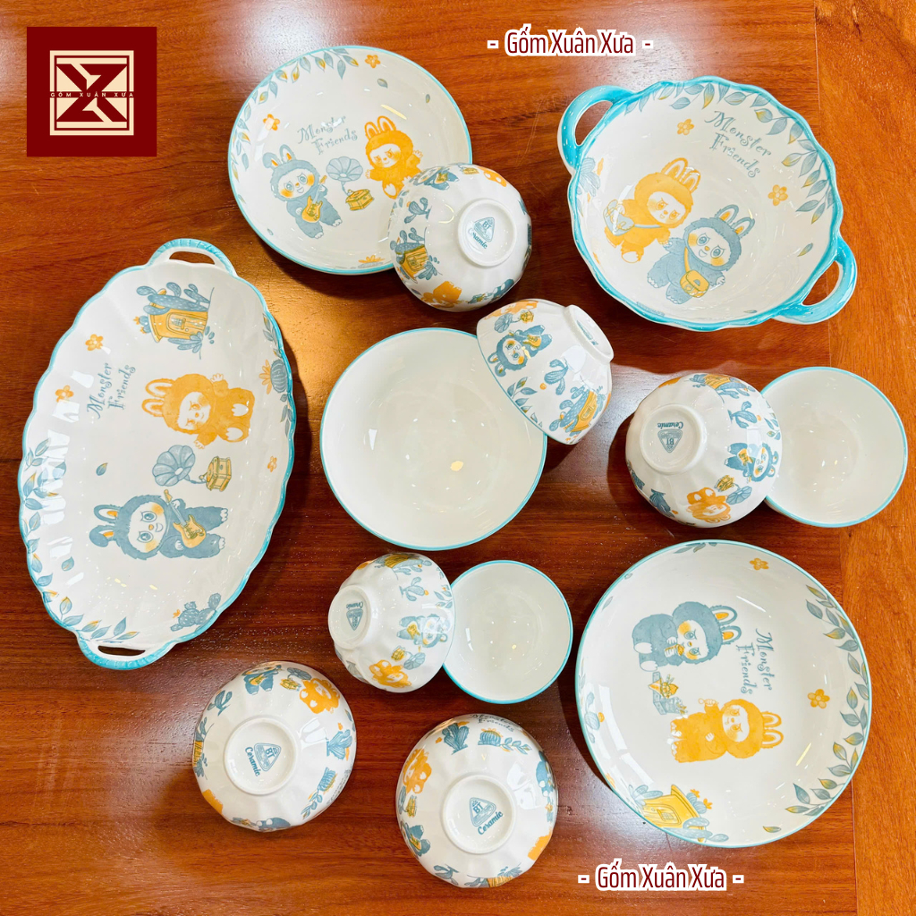 Bán lẻ bát LABUBU Hot Gốm Xuân Xưa, bộ chén dĩa, bát ăn cơm, bát sứ ...