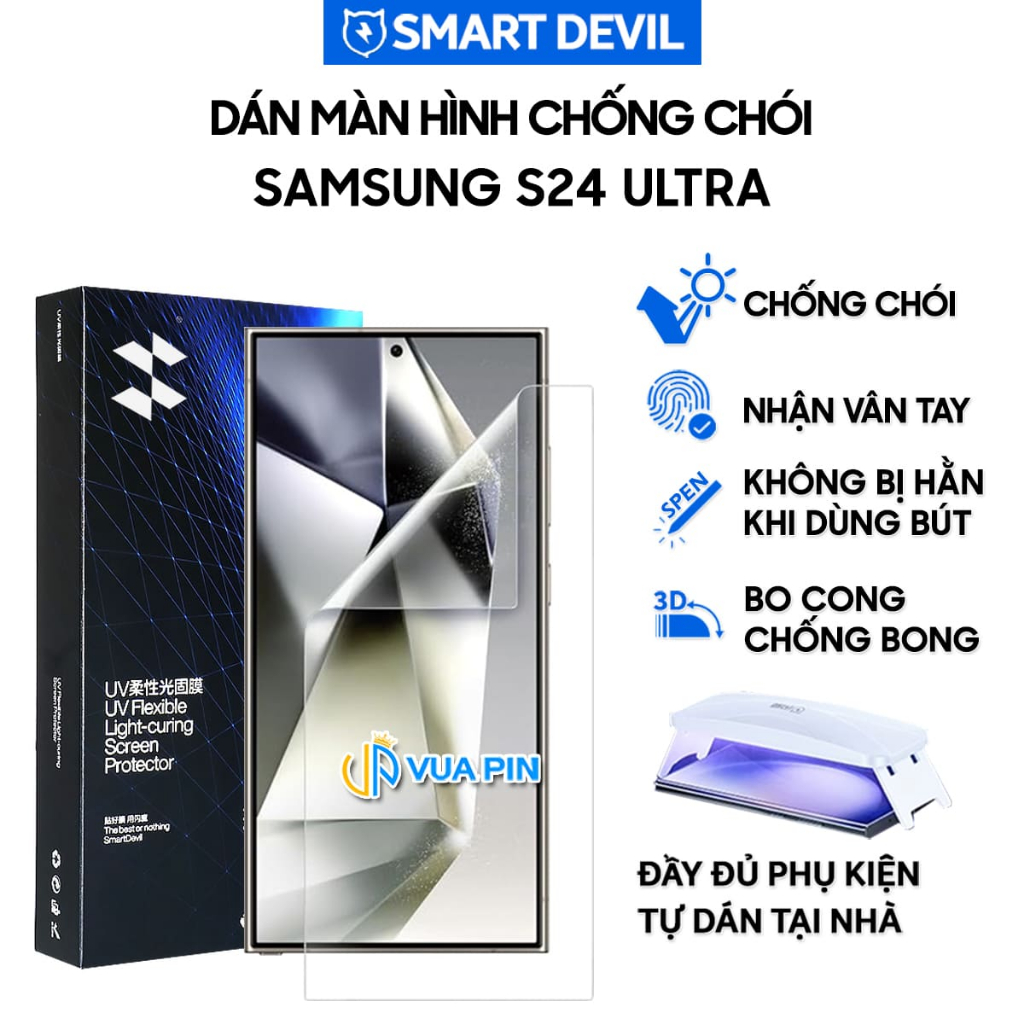 Dán màn hình Samsung Galaxy S24 Ultra full màn hình PPF UV dẻo chống chói AR chính hãng ...