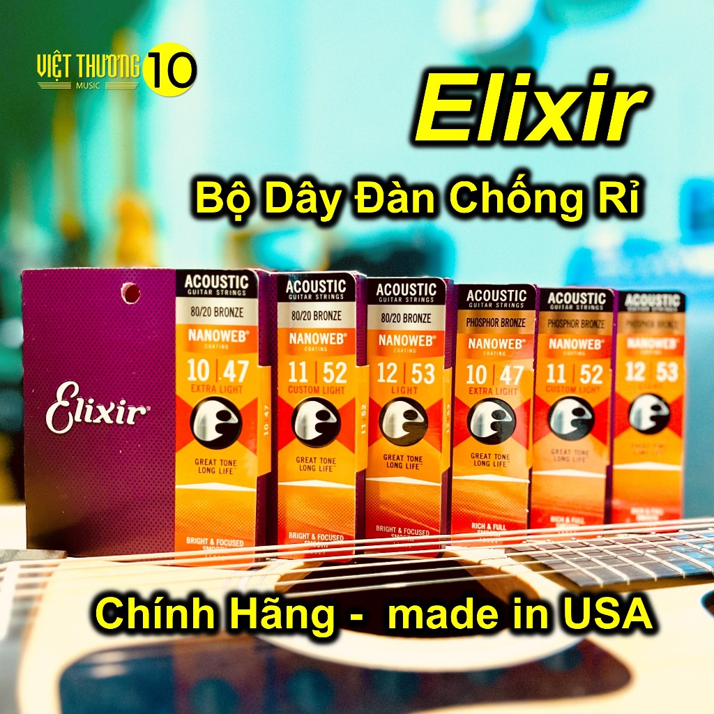 Elixir Chính Hãng - Bộ Dây Đàn Guitar Acoustic - made in USA | Shopee Việt Nam