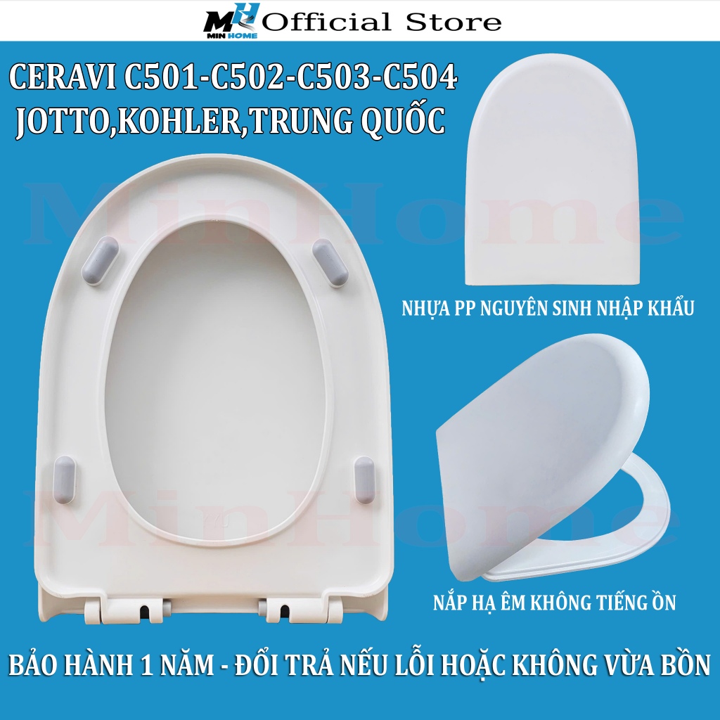 Nắp Bồn Cầu Rơi Êm Cho Bệt CERAVI C504, COJJO, Bệt Trung Quốc...Nhựa ...