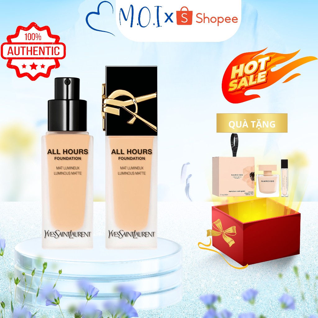 Kem Nền YSL + Phấn nén All Hours Foundation Mat Lumineux Luminous Matte 25ml, MOI Store | Shopee ...