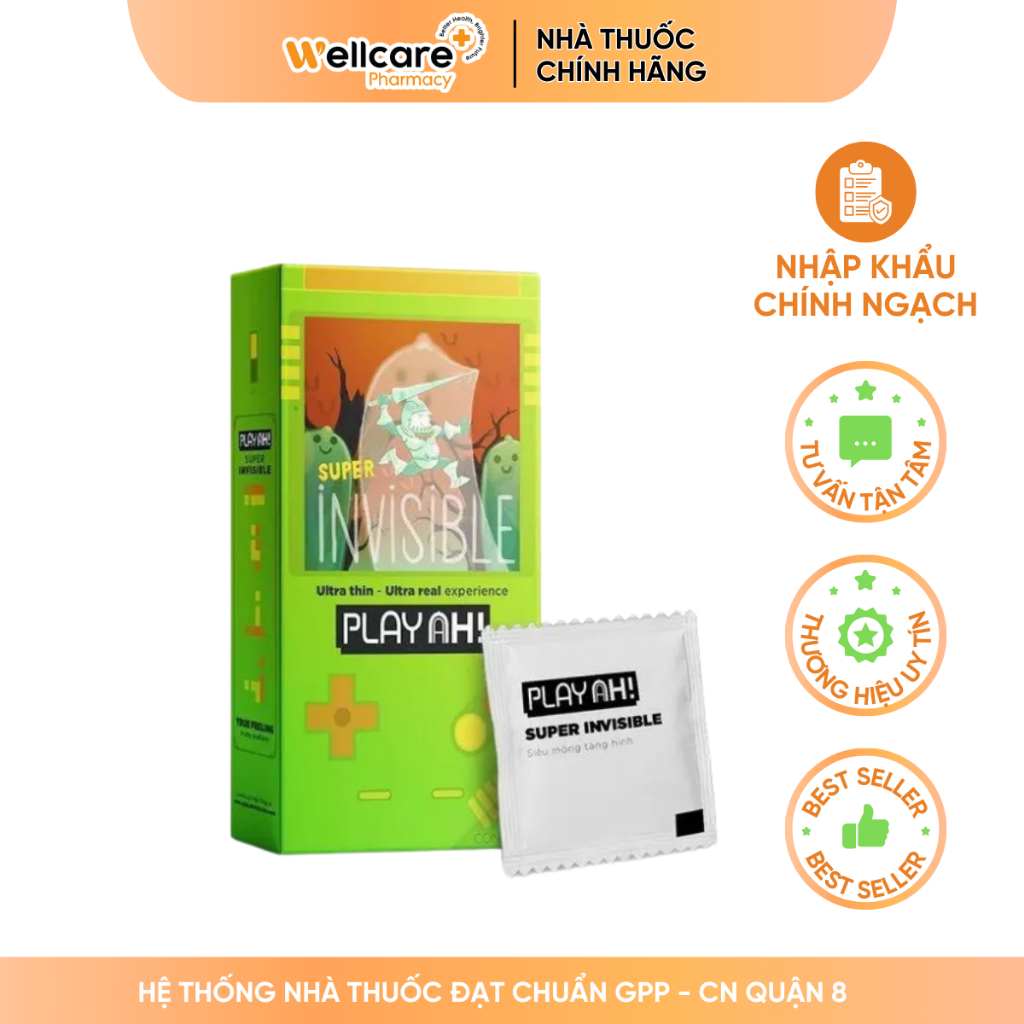Bao Cao Su PlayAh Super Invisible - Hộp 10 cái - Size 52mm | Shopee Việt Nam