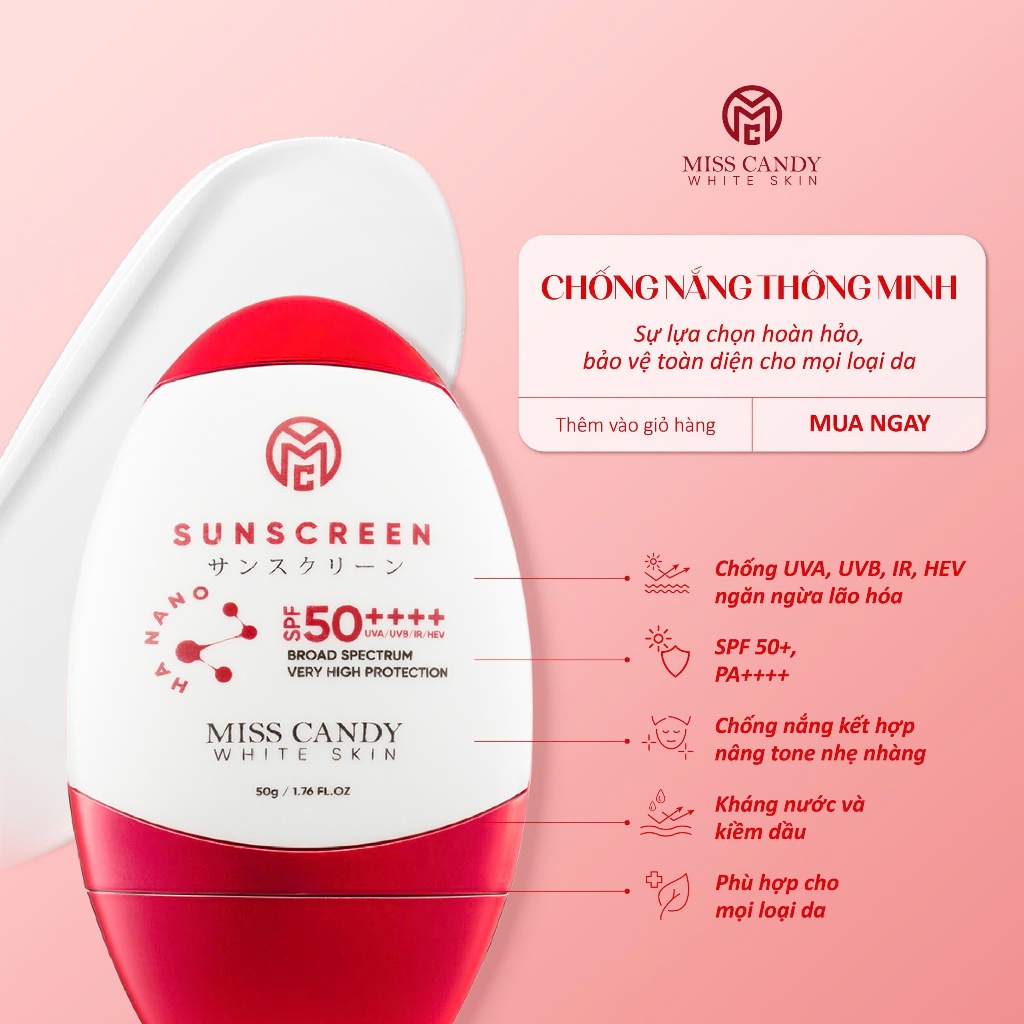 Kem Chống Nắng Song Kháng Nhật Bản Miss Candy SUNSCREEN SPF 50,PA ...