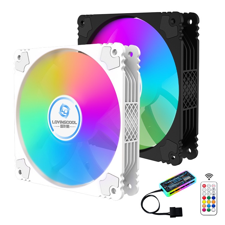 Fan RGB 6pin LOVINGCOOL khung trắng/đen cắm Hub Coolmoon, đồng bộ Hub ...